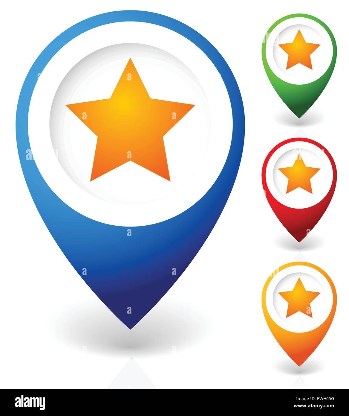 Map marker with star. Favorite place, location. Vector icon Stock ...