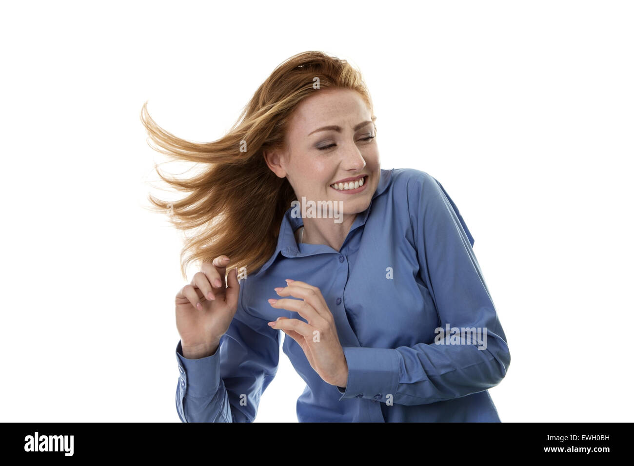 business woman with windswept hair blowing from the side Stock Photo ...