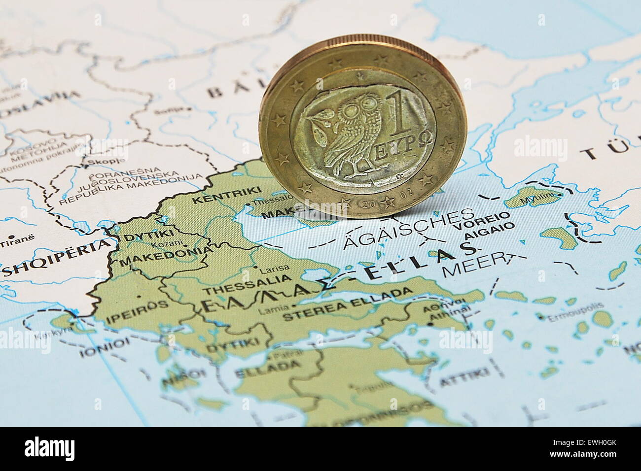 Greece, euro, money, map Stock Photo - Alamy