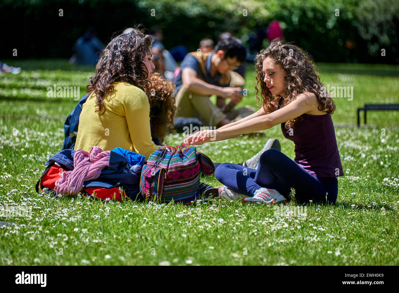 Young Girls in the Park Stock Photo - Alamy