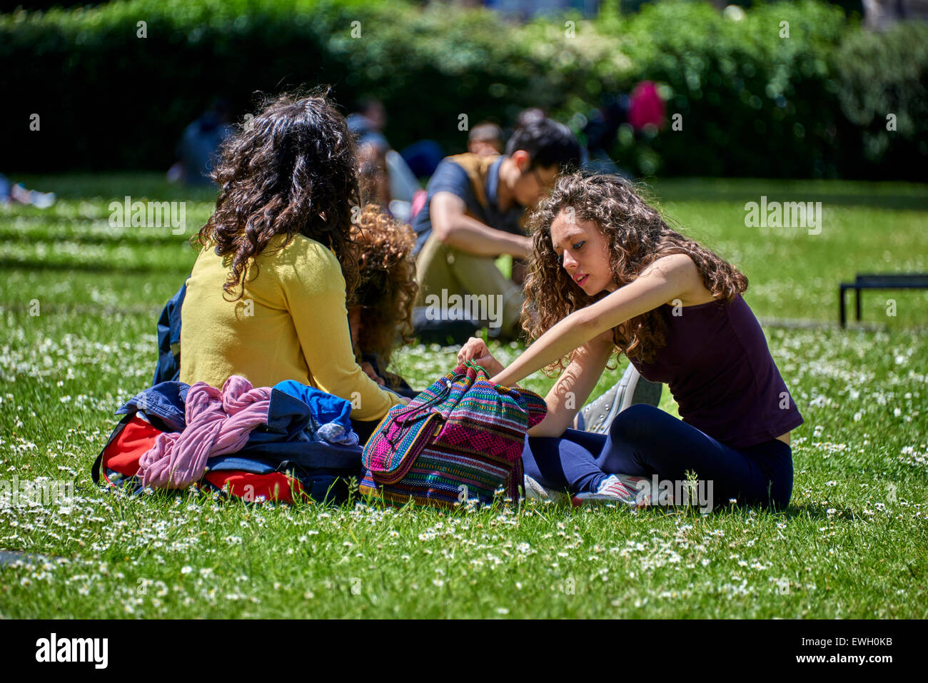 Young Girls in the Park Stock Photo - Alamy