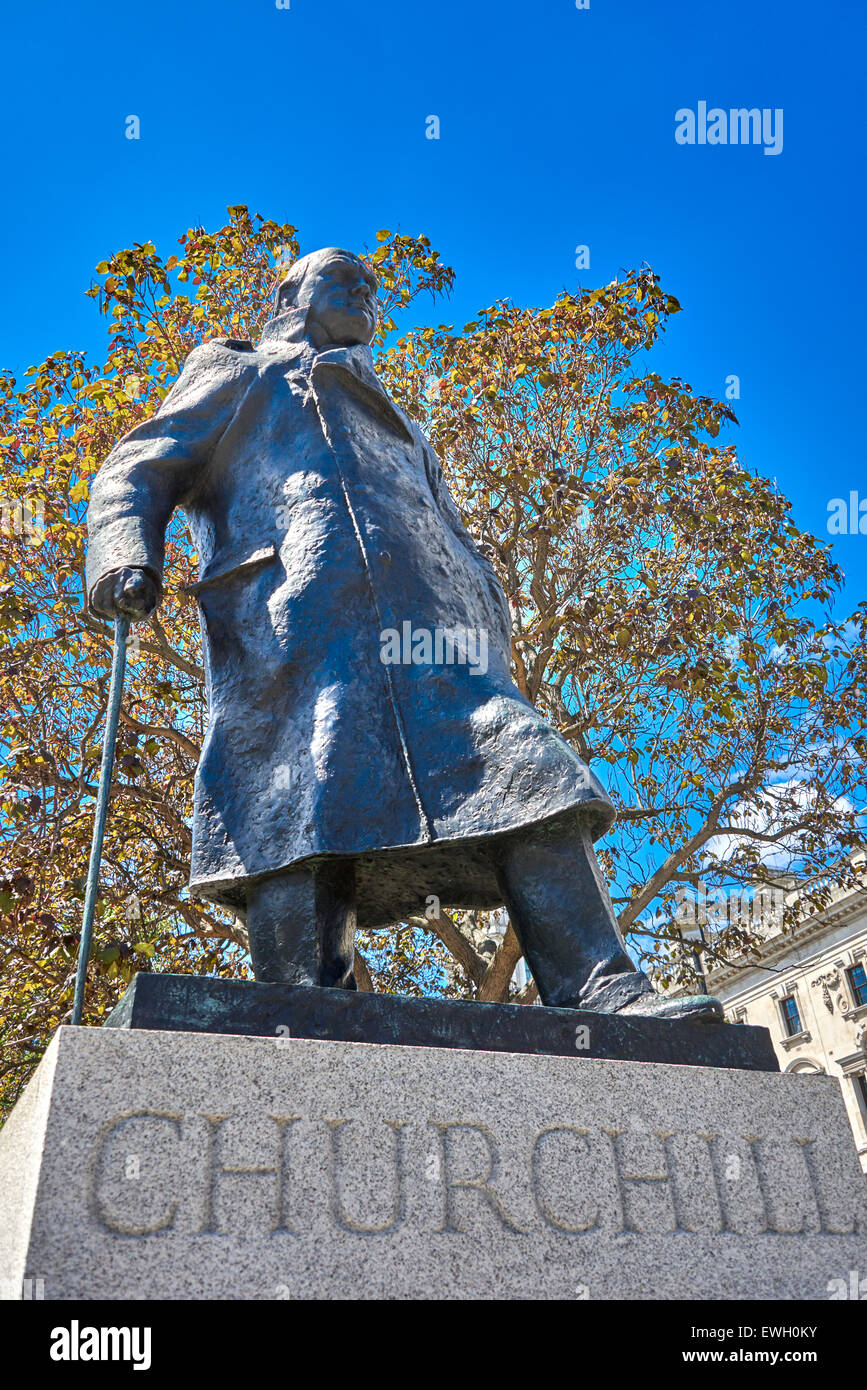 The statue of Winston Churchill in Parliament Square, London, is a ...