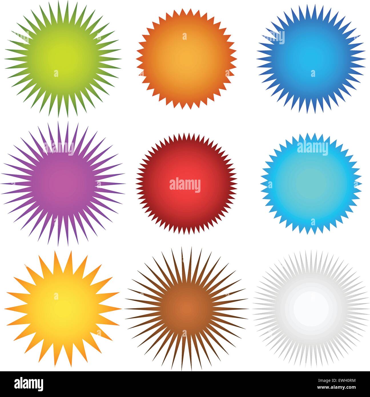Colorful starburst, flash, badge set. vector graphics Stock Vector ...