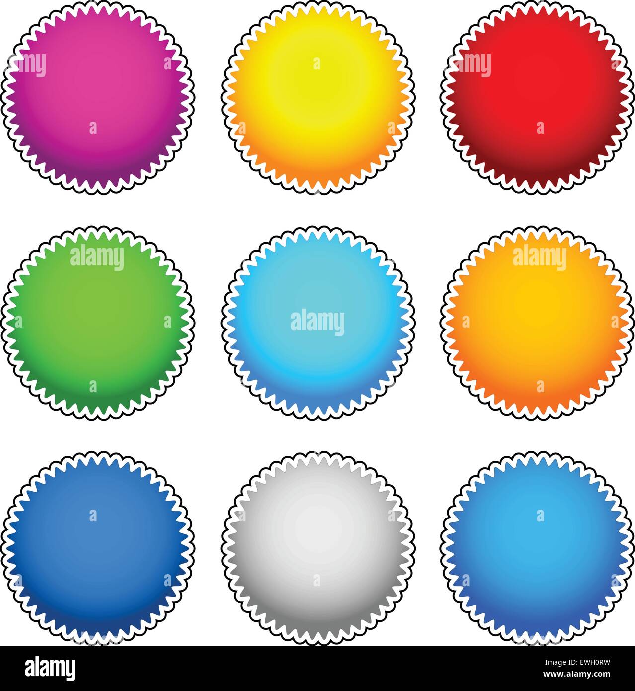 Colorful starburst, flash, badge set. vector graphics Stock Vector ...