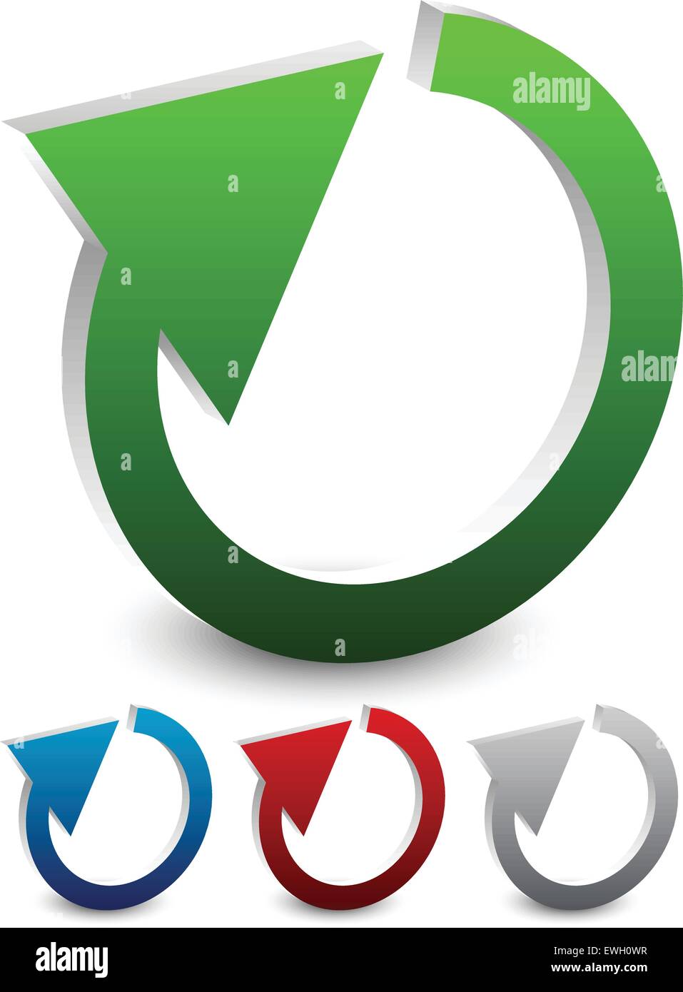 Illustration of circular arrow. 3d cyclic arrows, restart, loop ...