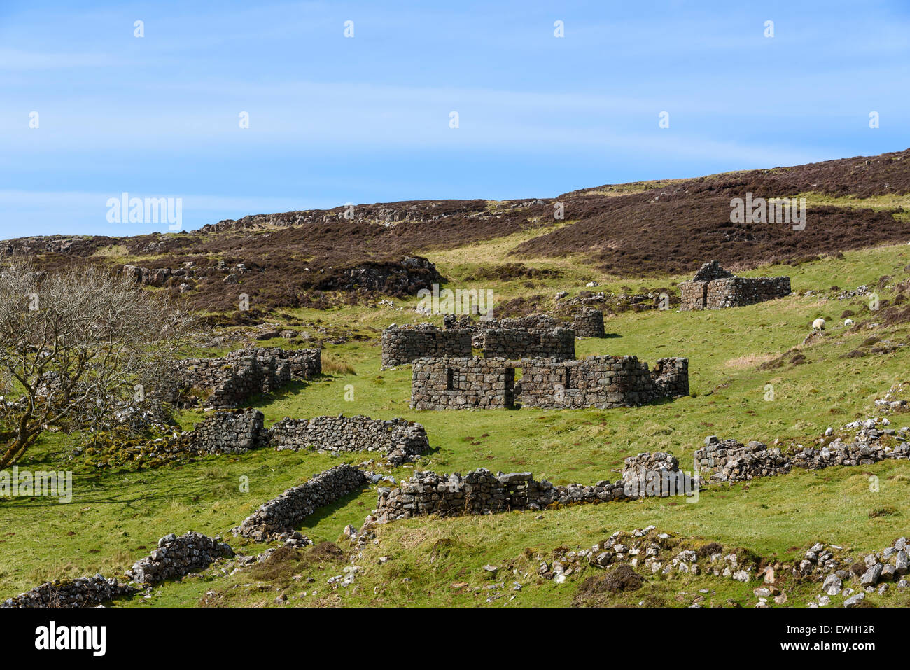 Ruins of crofters village of Glac Gugairaidh near Treshnish Point, Isle ...