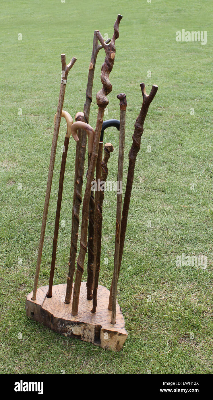 Carved walking sticks hi-res stock photography and images - Alamy