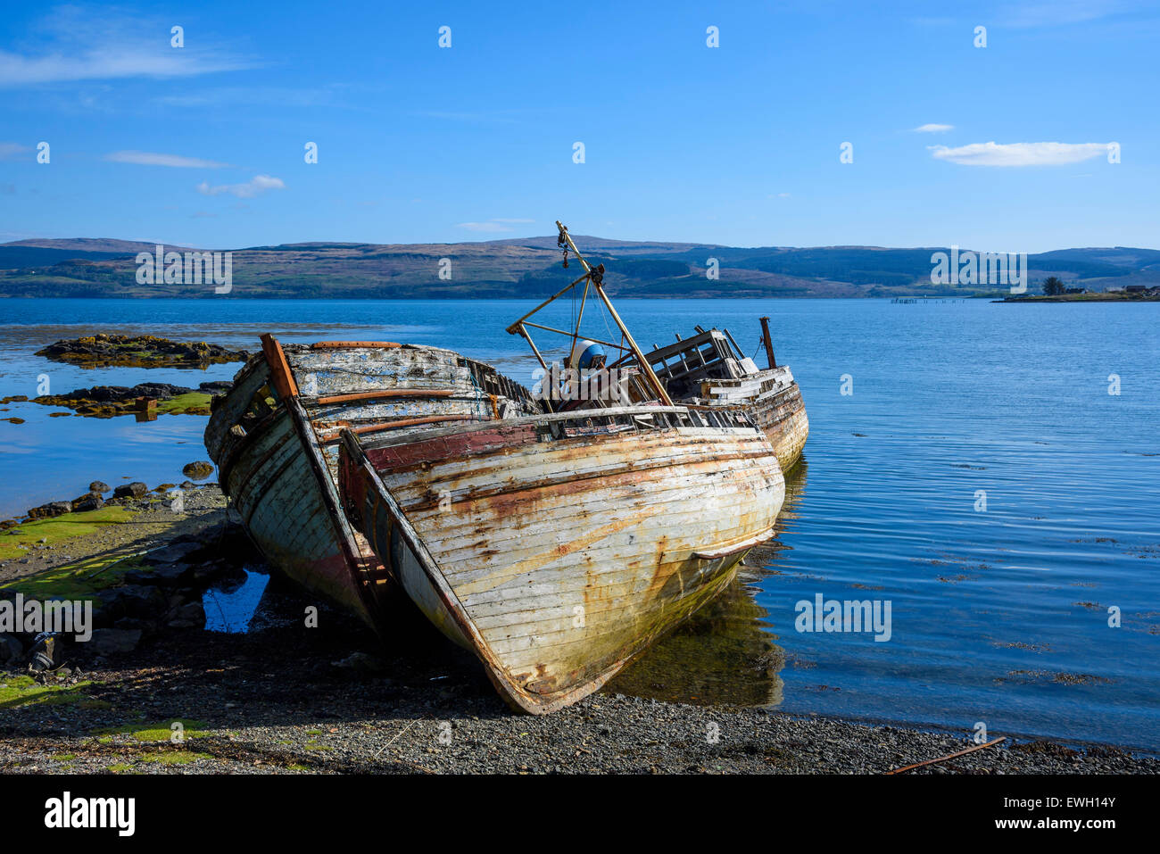 Wrecks of fishing boats near Salen, Isle of Mull, Hebrides, Argyll and ...
