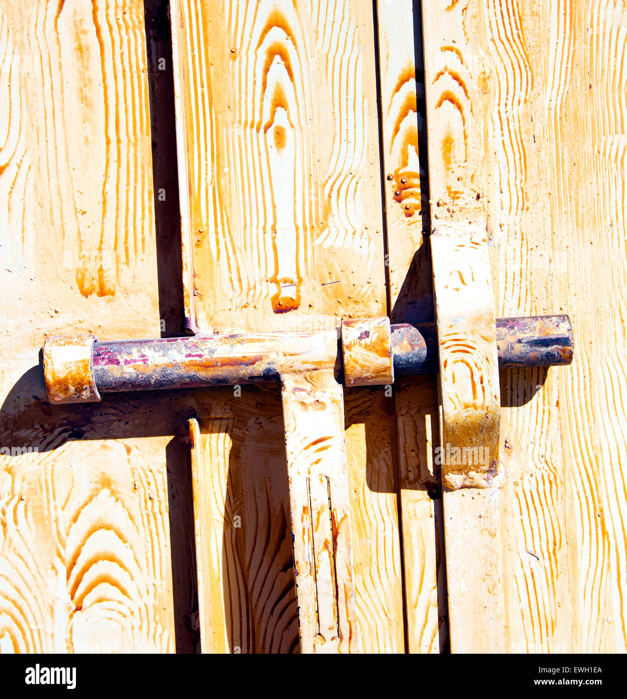 brown morocco in africa the old wood facade home and rusty safe padlock ...