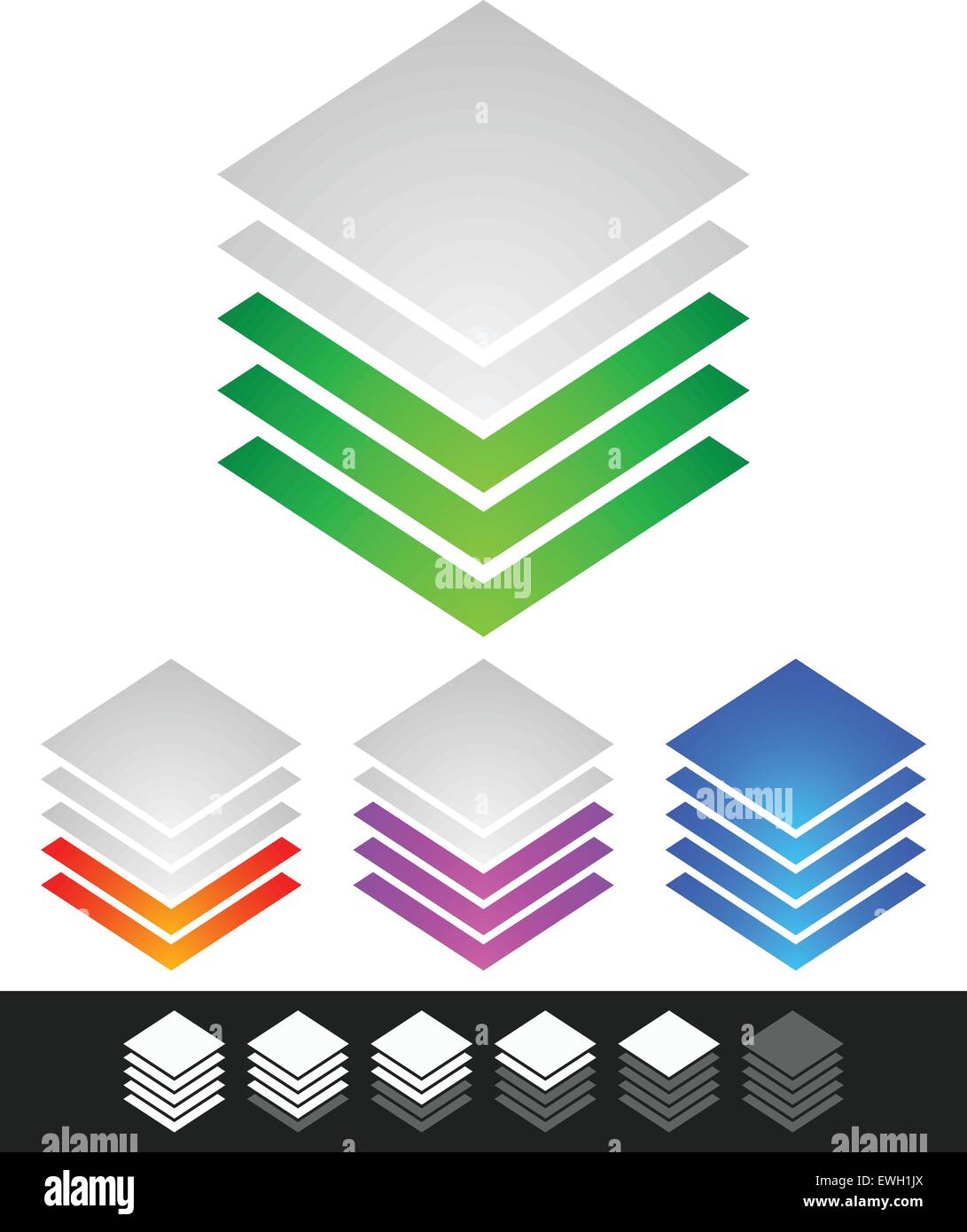 Layered stacks. progress, level indicator symbol Stock Vector Image ...
