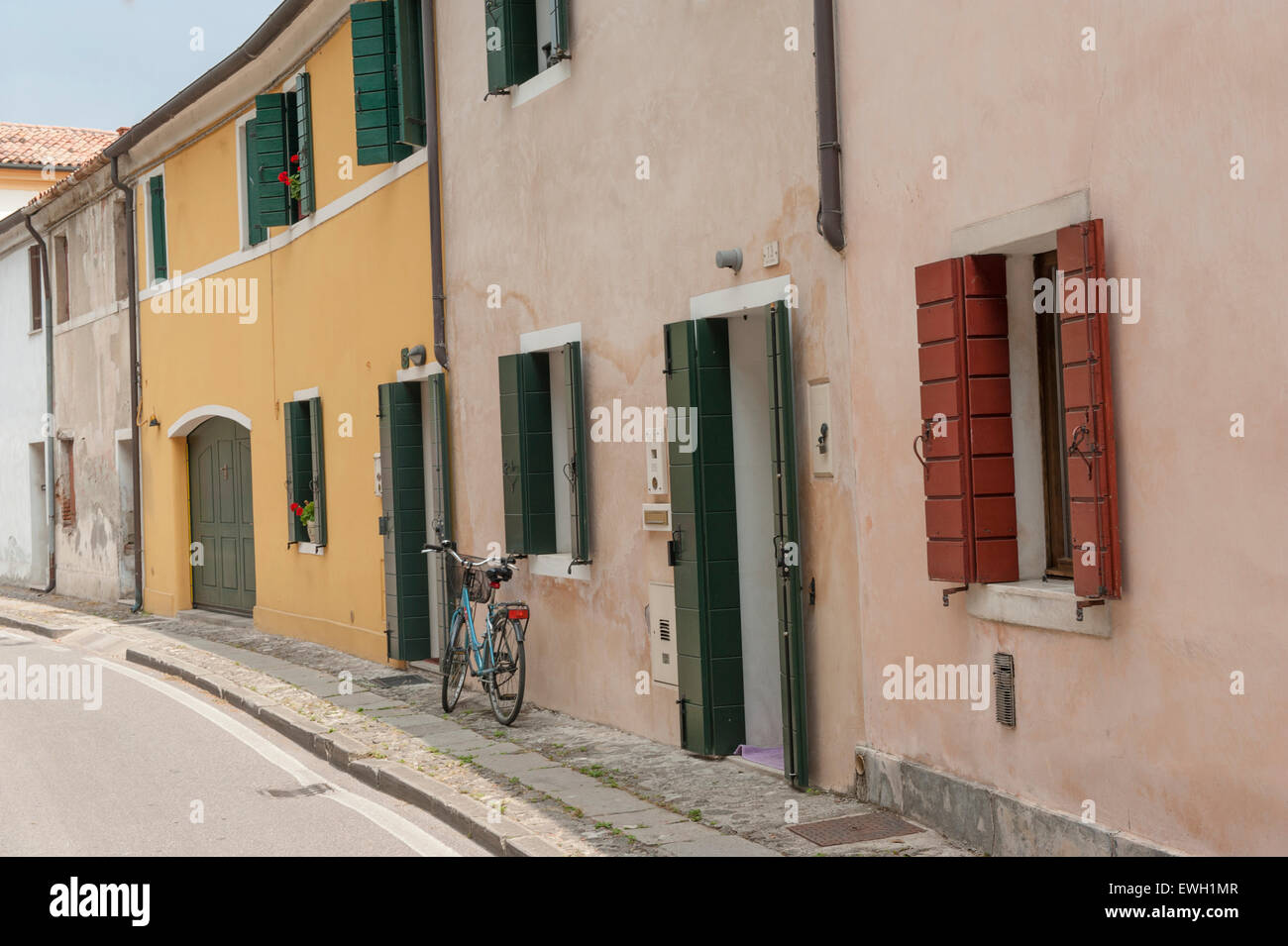 Traditional row of houses at Este, a small country town with huge ...