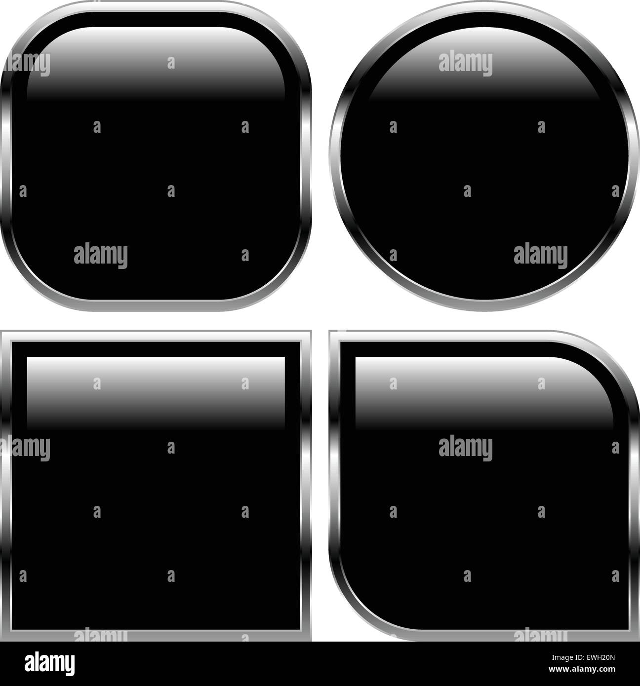 Stylish black glossy shapes, shiny buttons Stock Vector Image & Art - Alamy