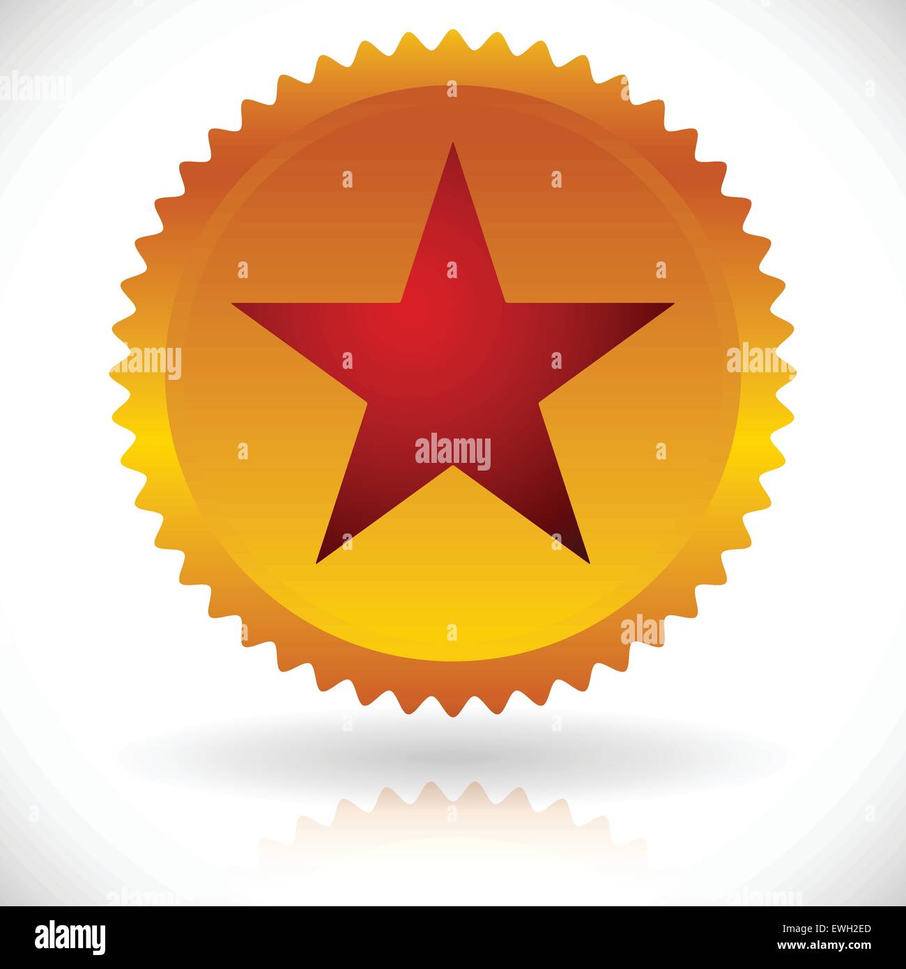 Red star in golden badge. Award, honor, prize, emblem or medal vector ...