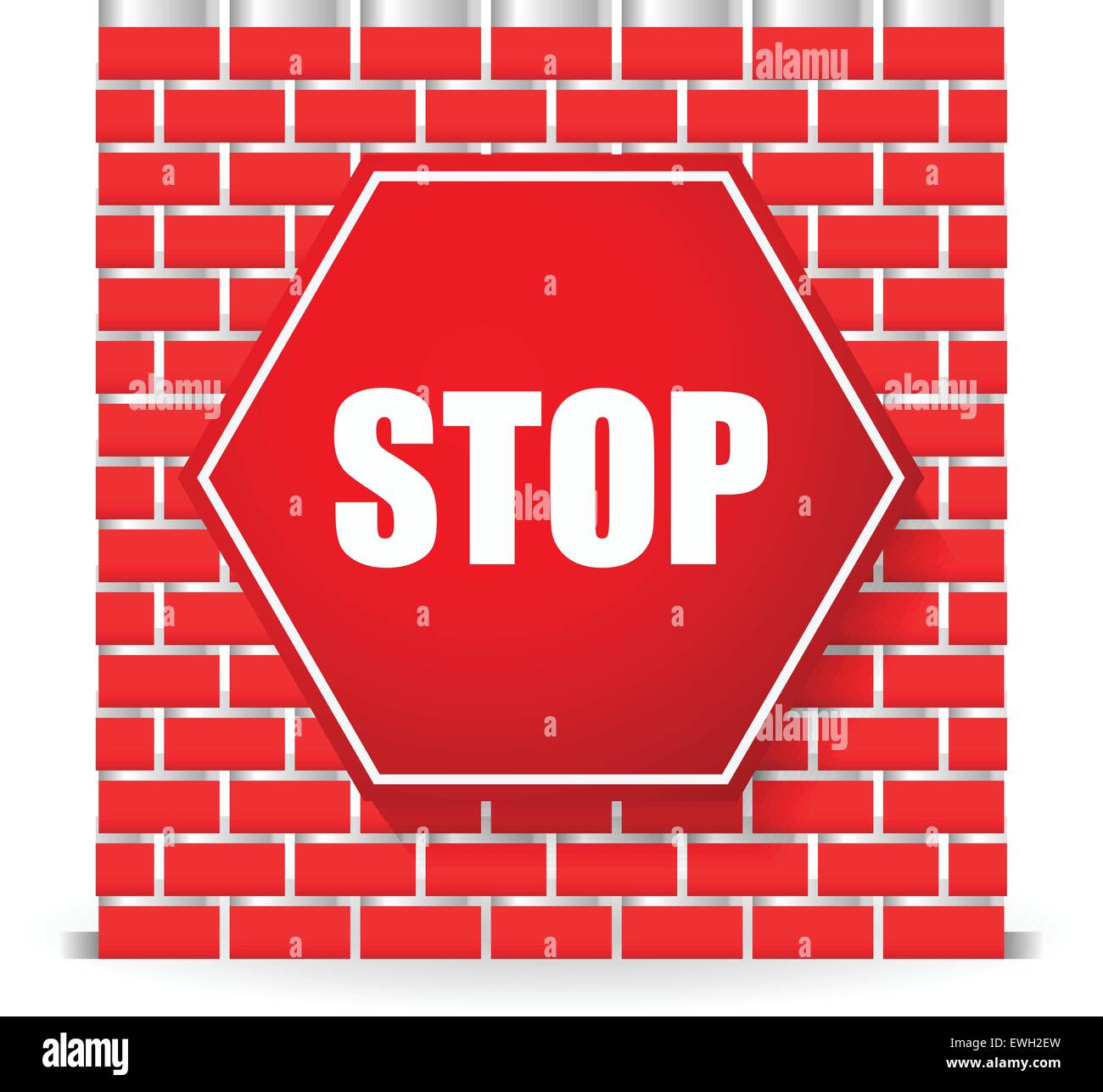 Stop sign on brickwall. Block, blocade, obstruction Stock Vector Image ...