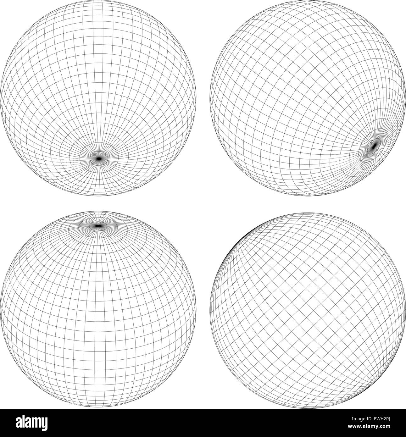 Wireframe spheres, globes. Spheres with checkered surface Stock Vector ...