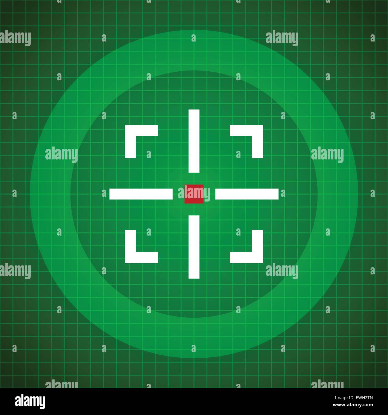 Crosshair over green grid background. Target, aim, scanner, viewfinder ...