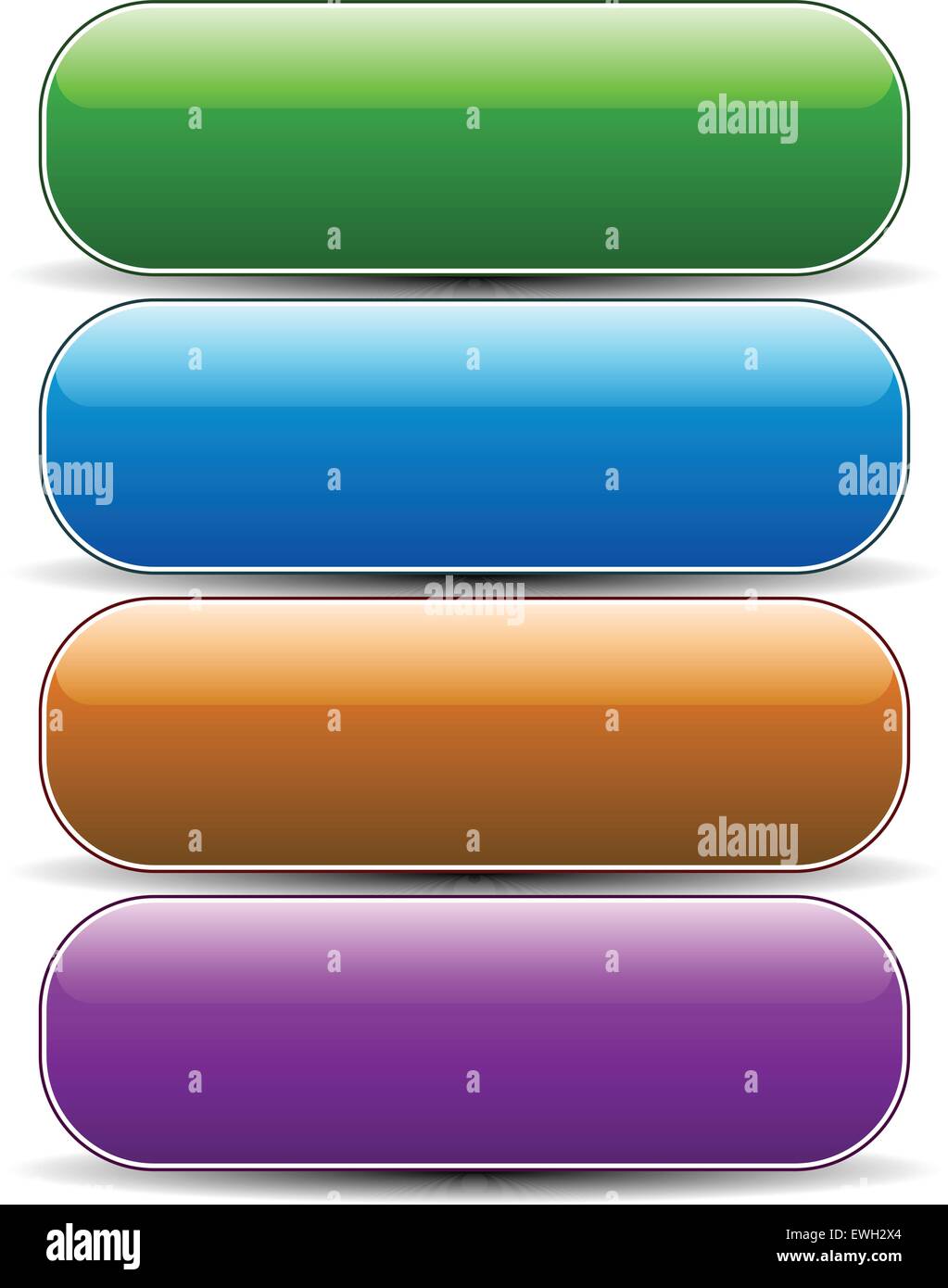 Vector illustration of glossy empty rounded button or banner ...