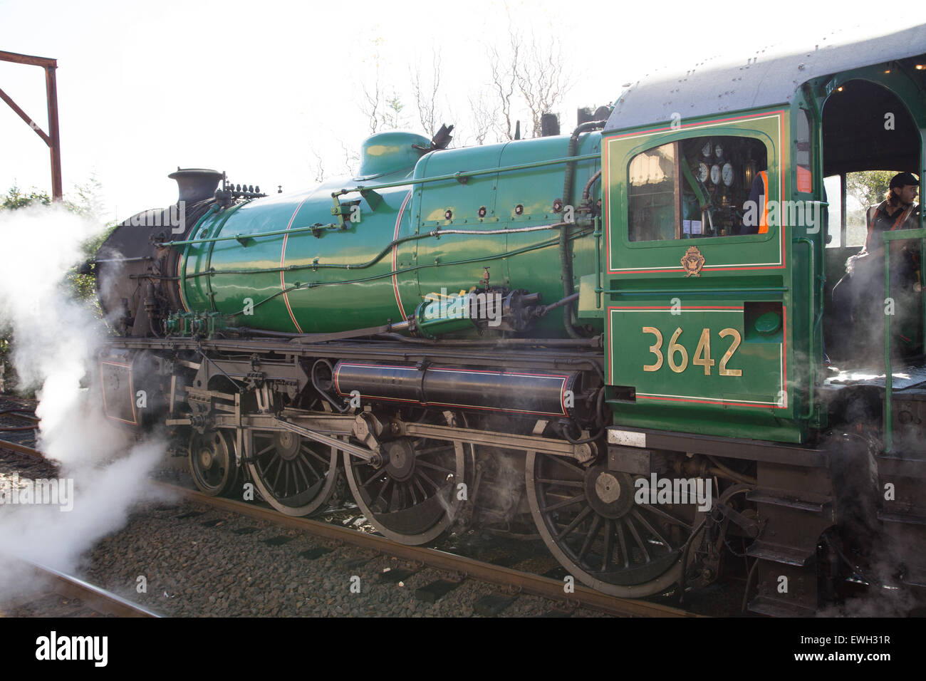 An old green stream train seen at Katoomba train station, Katoomba ...