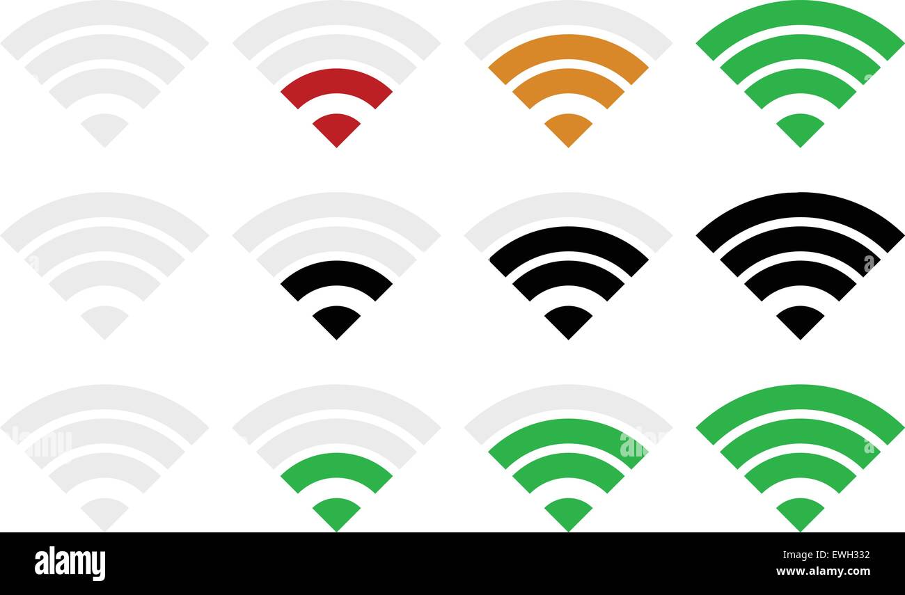 Vector illustration of simple signal strength indicatosr. Wi-fi ...
