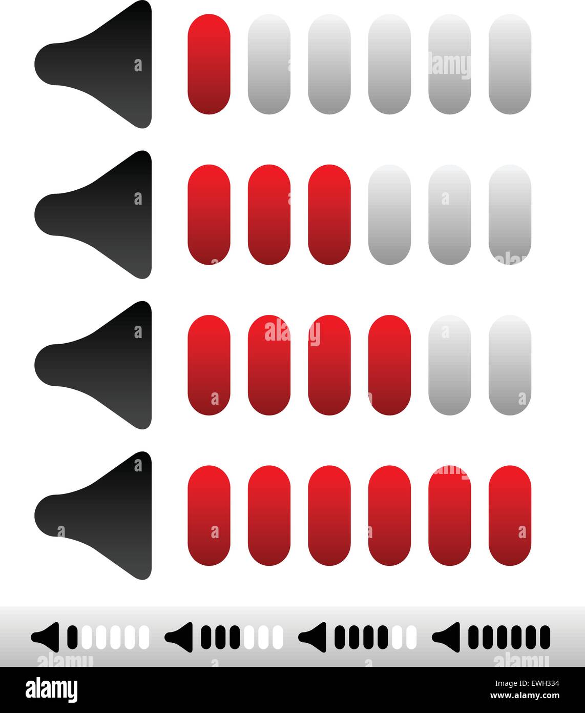 Vector illustration of a simple sound volume indicator or adjusters ...