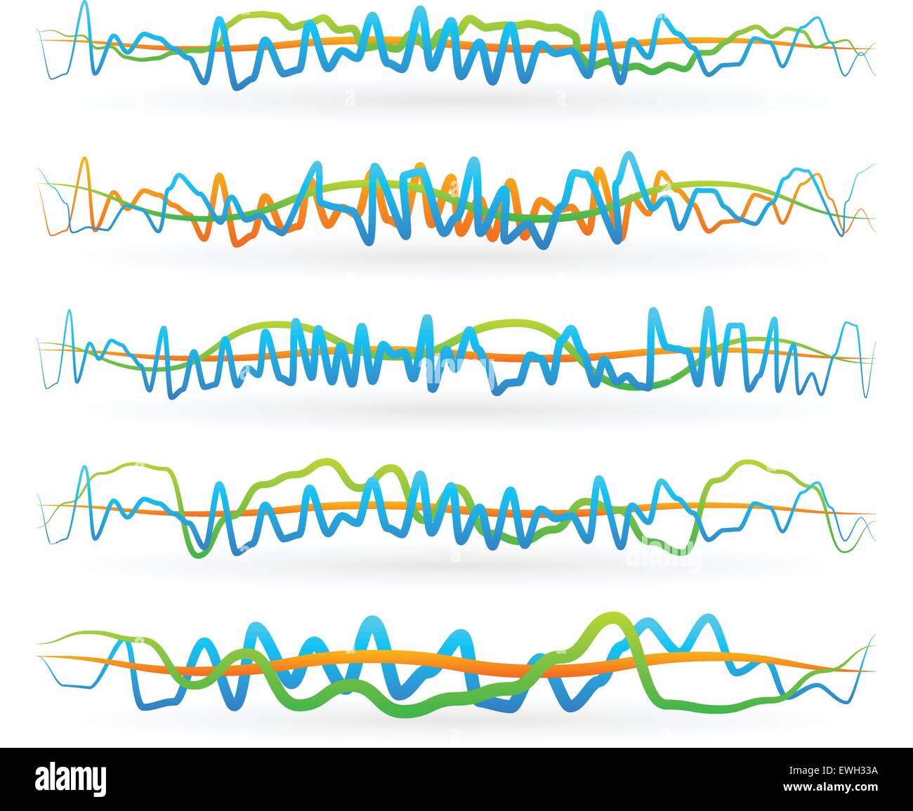 Vector illustration of a set of abstract wavy lines Stock Vector Image ...