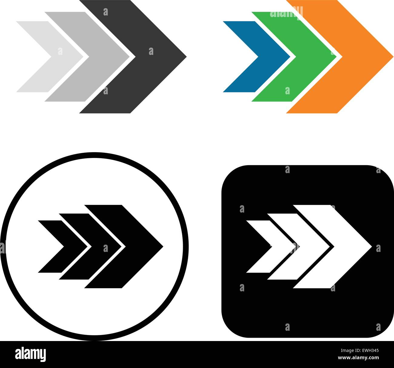 Growing triple right arrows - 4 variations Stock Vector Image & Art - Alamy