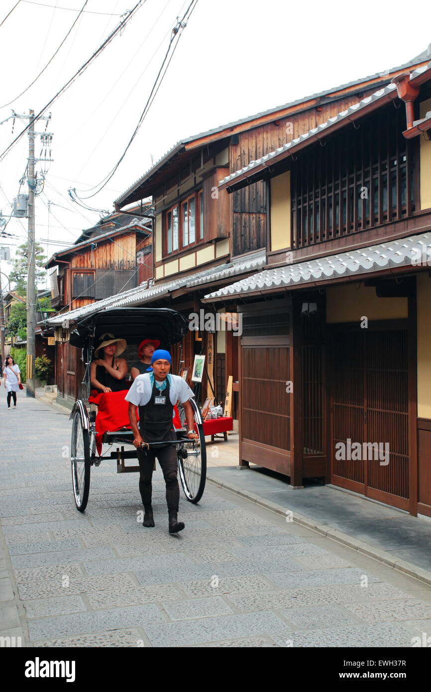 Rickshaw in Kyoto, Japan. Unidentified man with a rickshaw looks for ...
