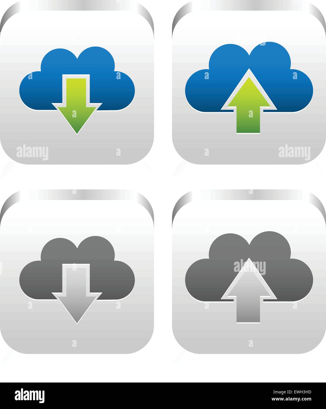 Upload, download buttons, icons with cloud Stock Vector Image & Art - Alamy