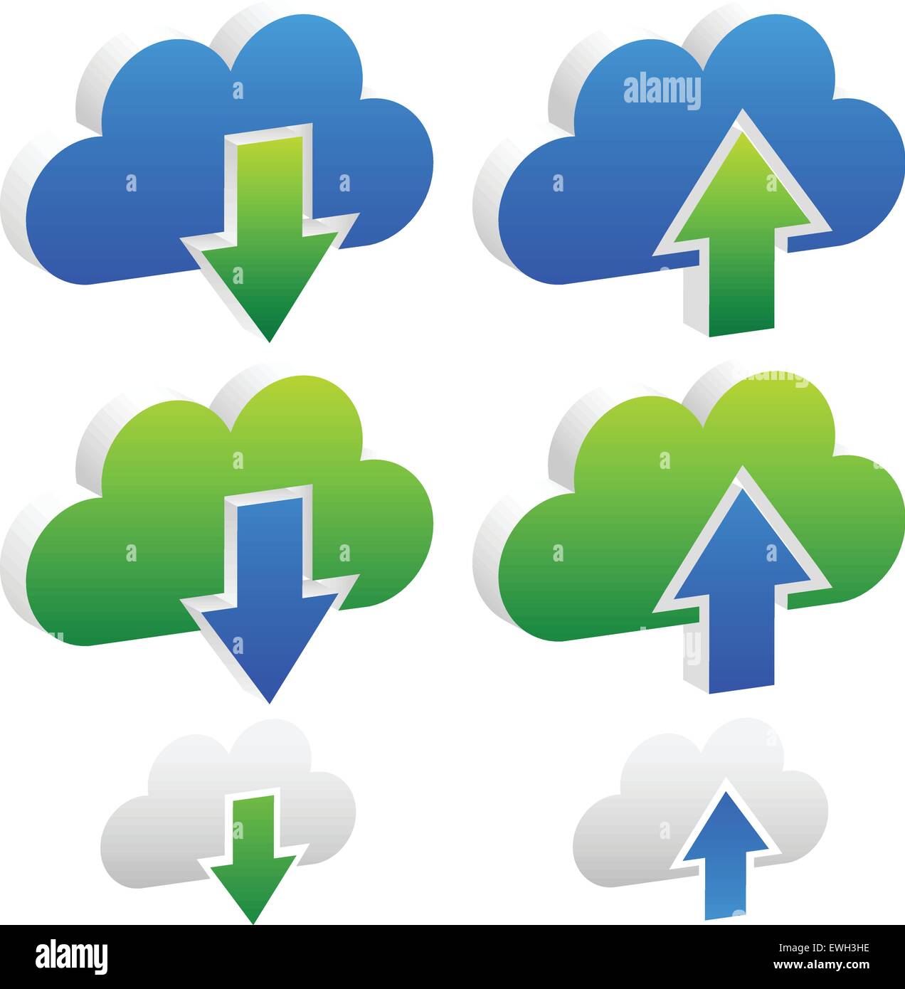 Upload, download buttons, icons with cloud Stock Vector Image & Art - Alamy