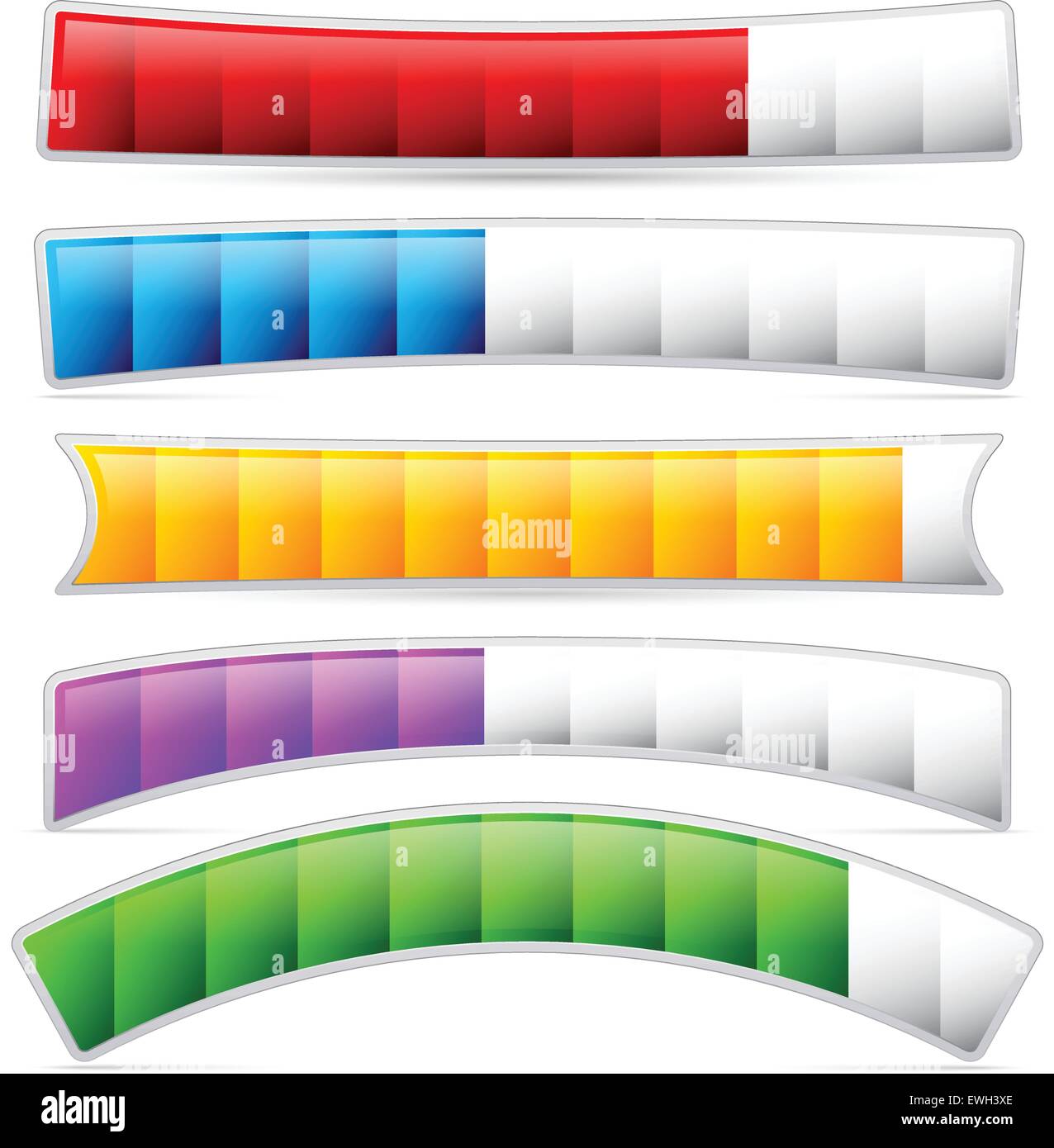 Stylish loading bars, meters, benchmark or level indicator elements ...