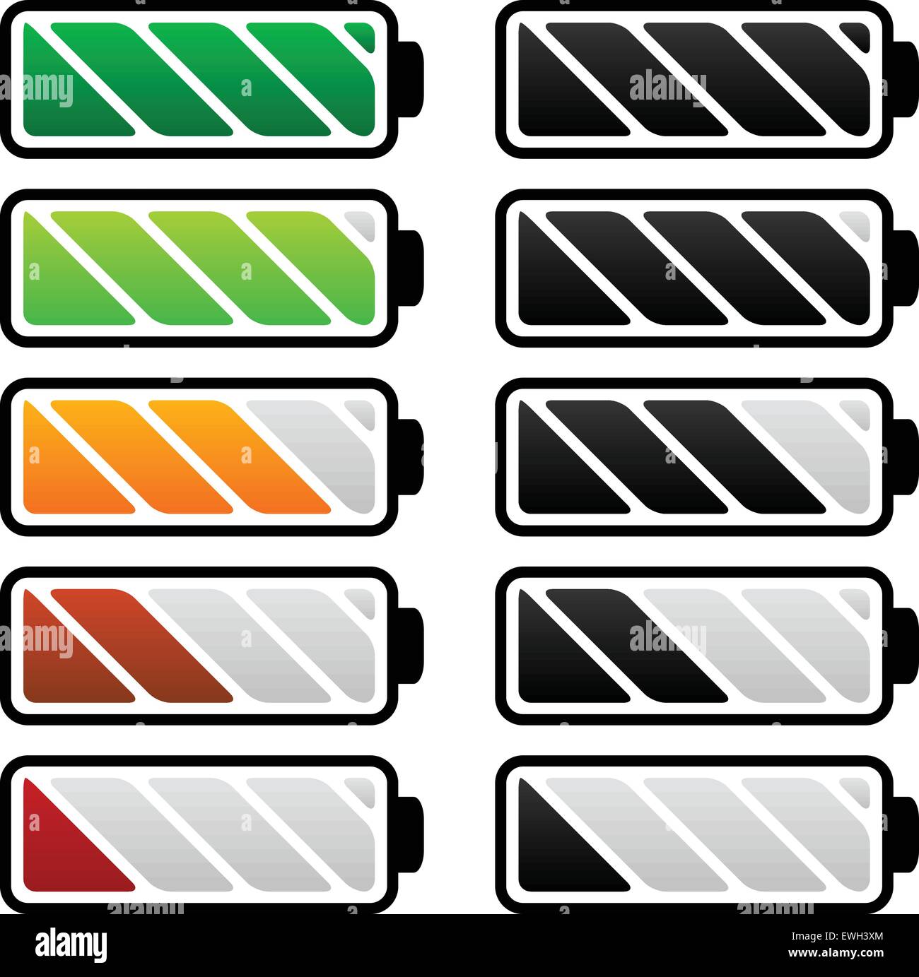 Battery life, battery level indicators. Battery vectors Stock Vector ...