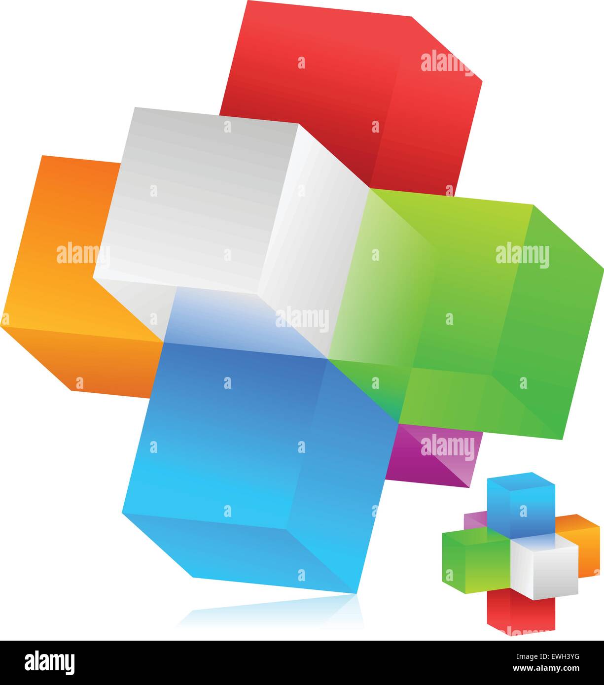 Cubes vector. Blocks forming a geometrical structure. Colorful, trendy ...