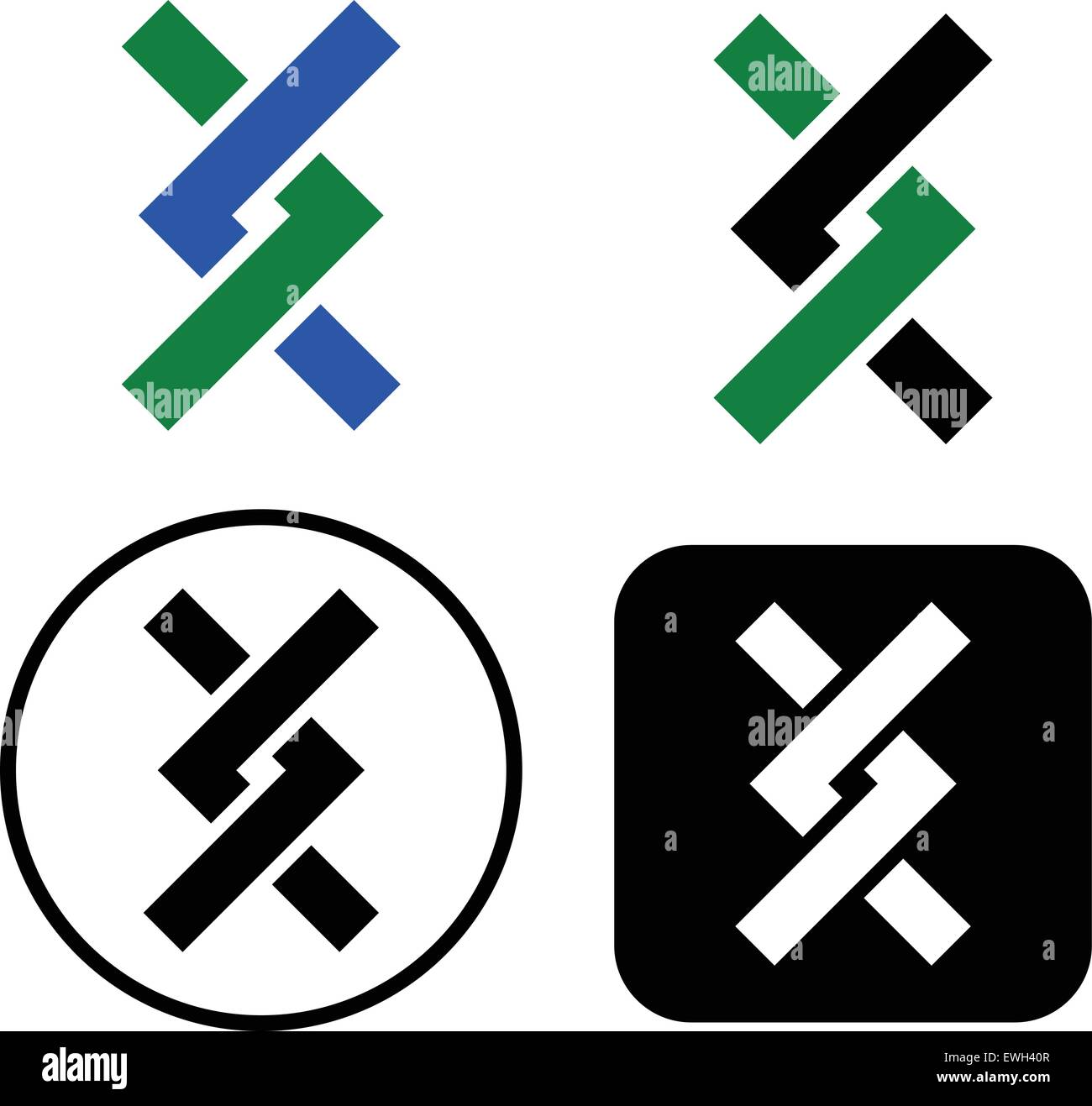 Entwined shapes. String, dna strand or helix. Simple symbols Stock ...