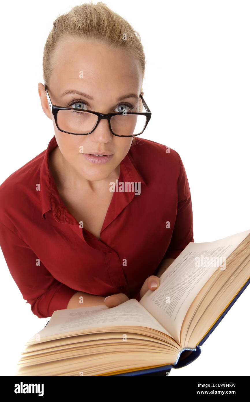 woman reading a hard back book Stock Photo - Alamy