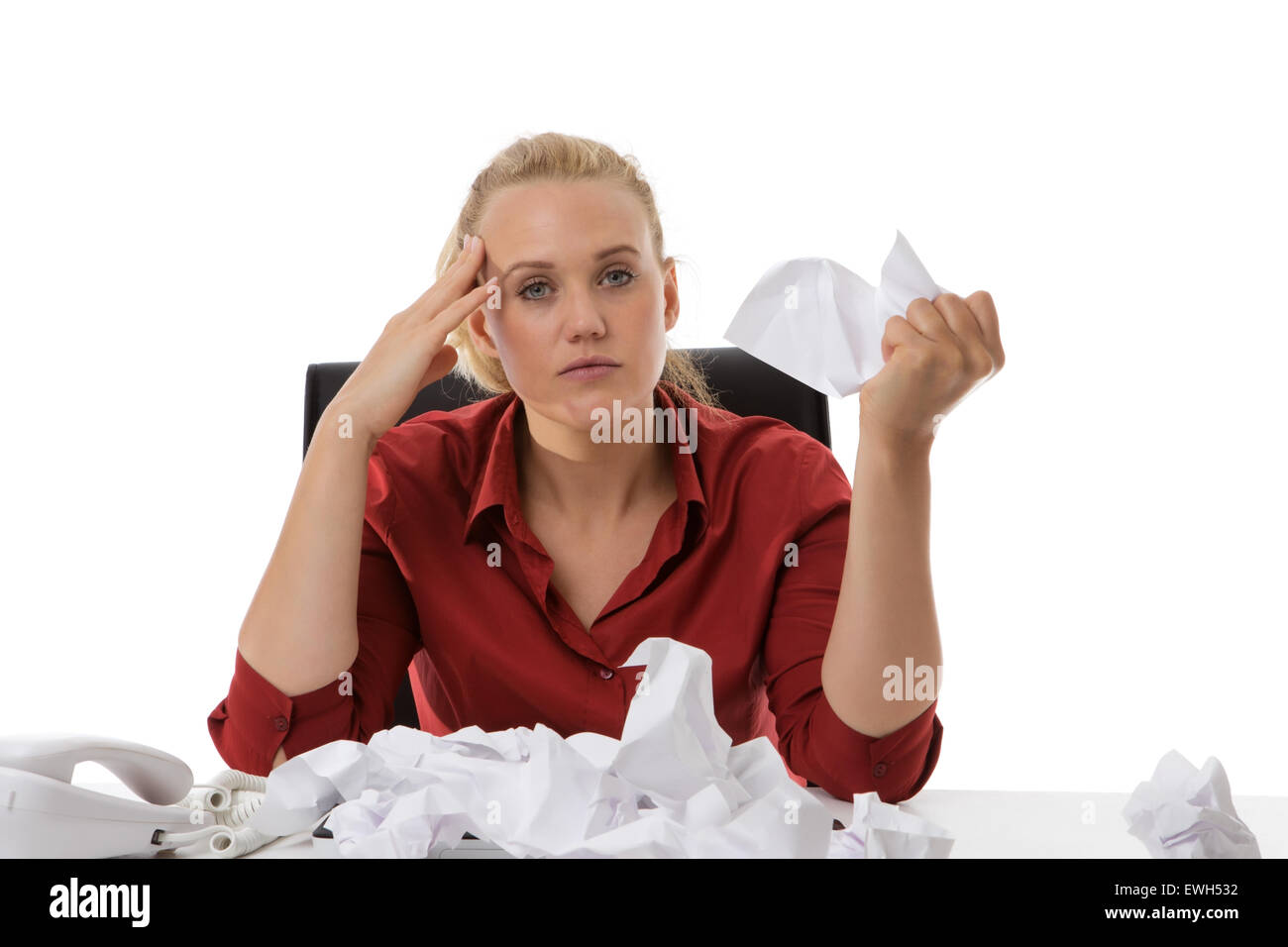 Stressed business woman messy desk hi-res stock photography and images ...