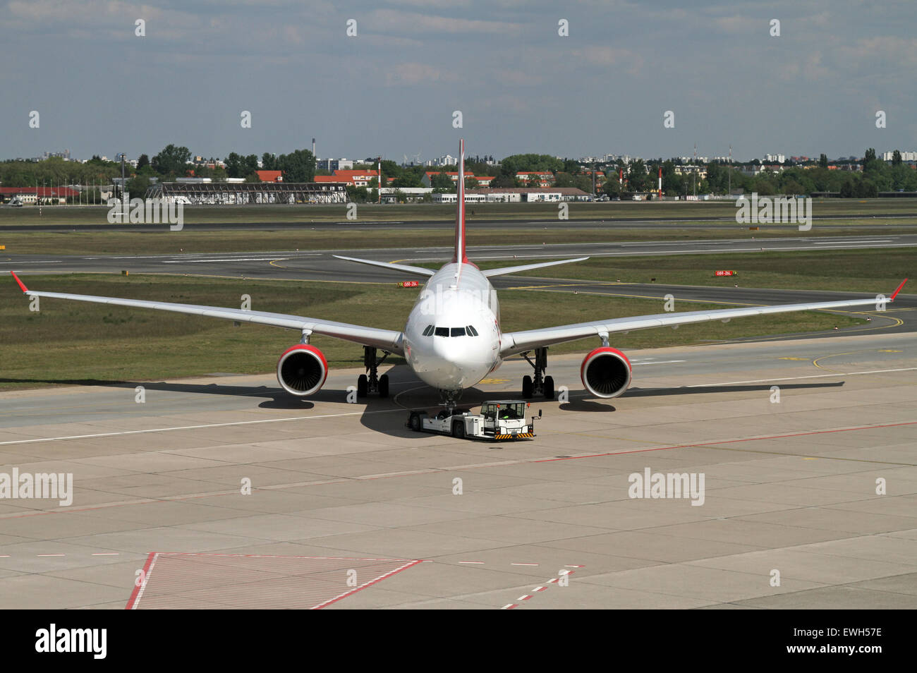 Berlin, Germany, Airbus A330 of the airline Air Berlin is pushed by a ...