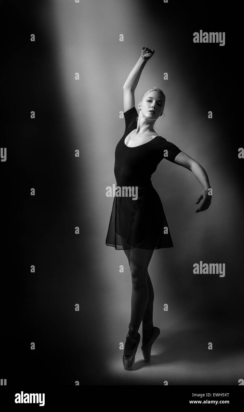 Black and white image of single ballerina high key image shot in the ...