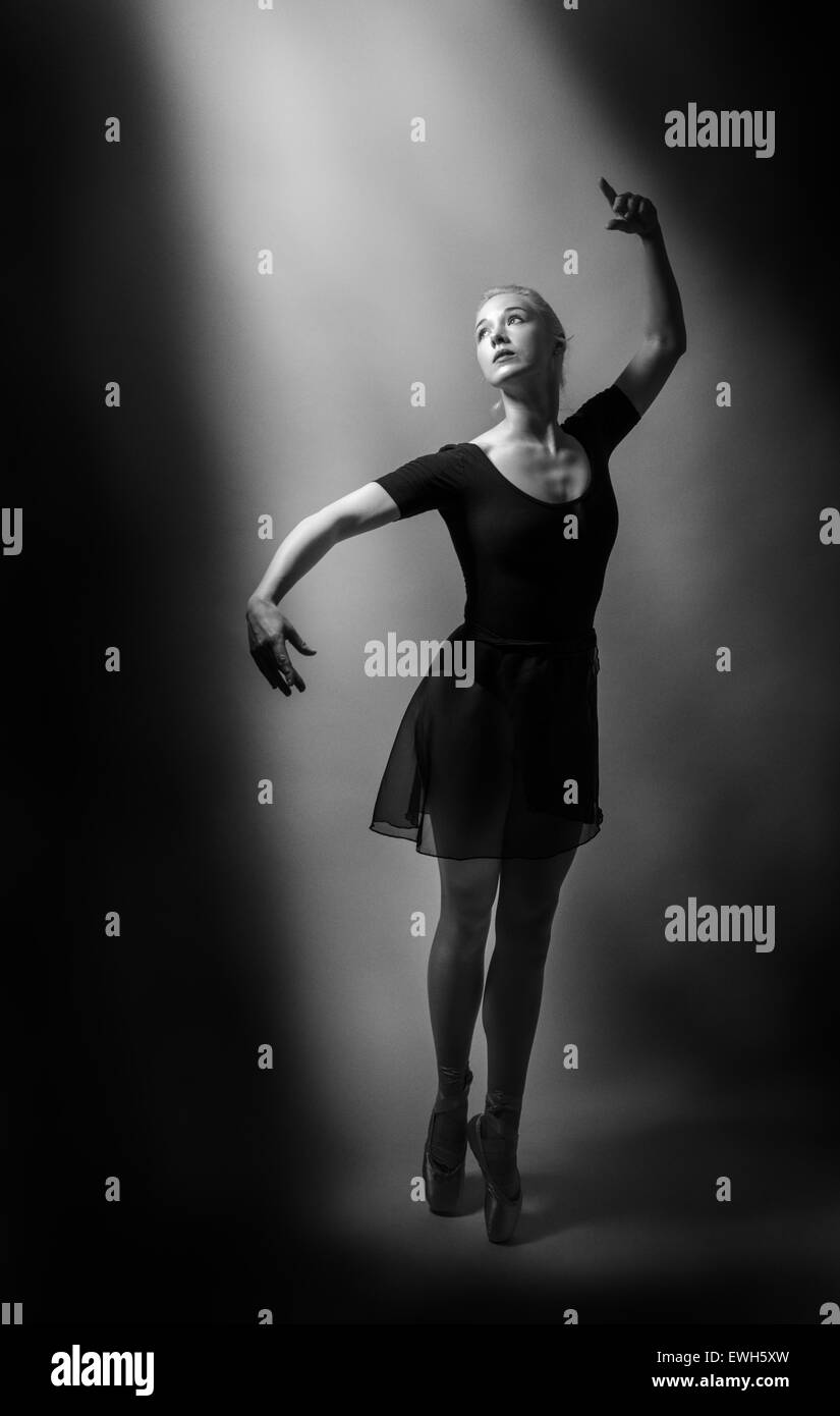 Black and white image of single ballerina high key image shot in the ...