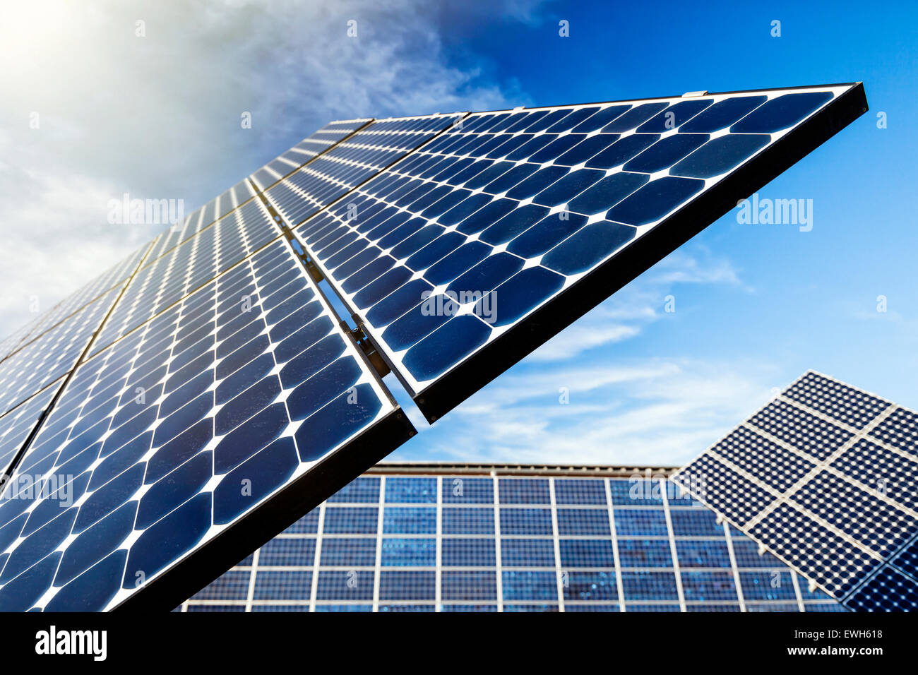 Solar Panel, Sun Flare Stock Photo - Alamy