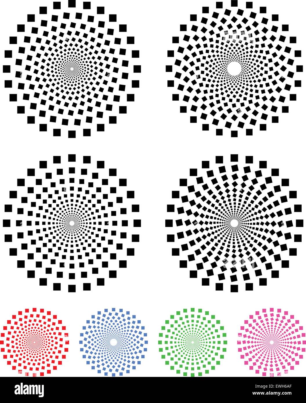 Concentric compositions of squares. Colored and uncolored versions ...