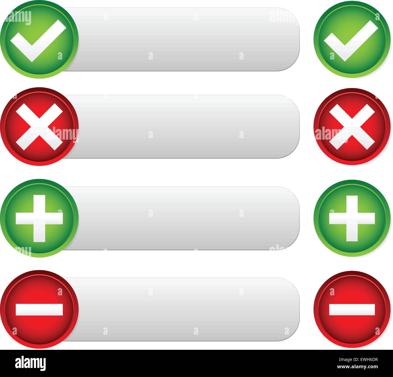 Checkmark and cross buttons and banners with space for text Stock ...