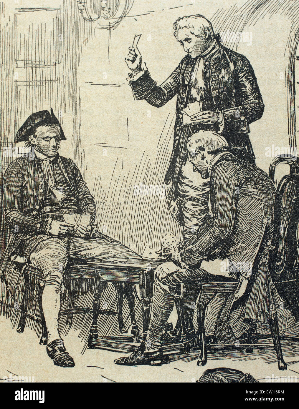 French revolution. 1789-1799. Count of Ferrers playing cards with his ...