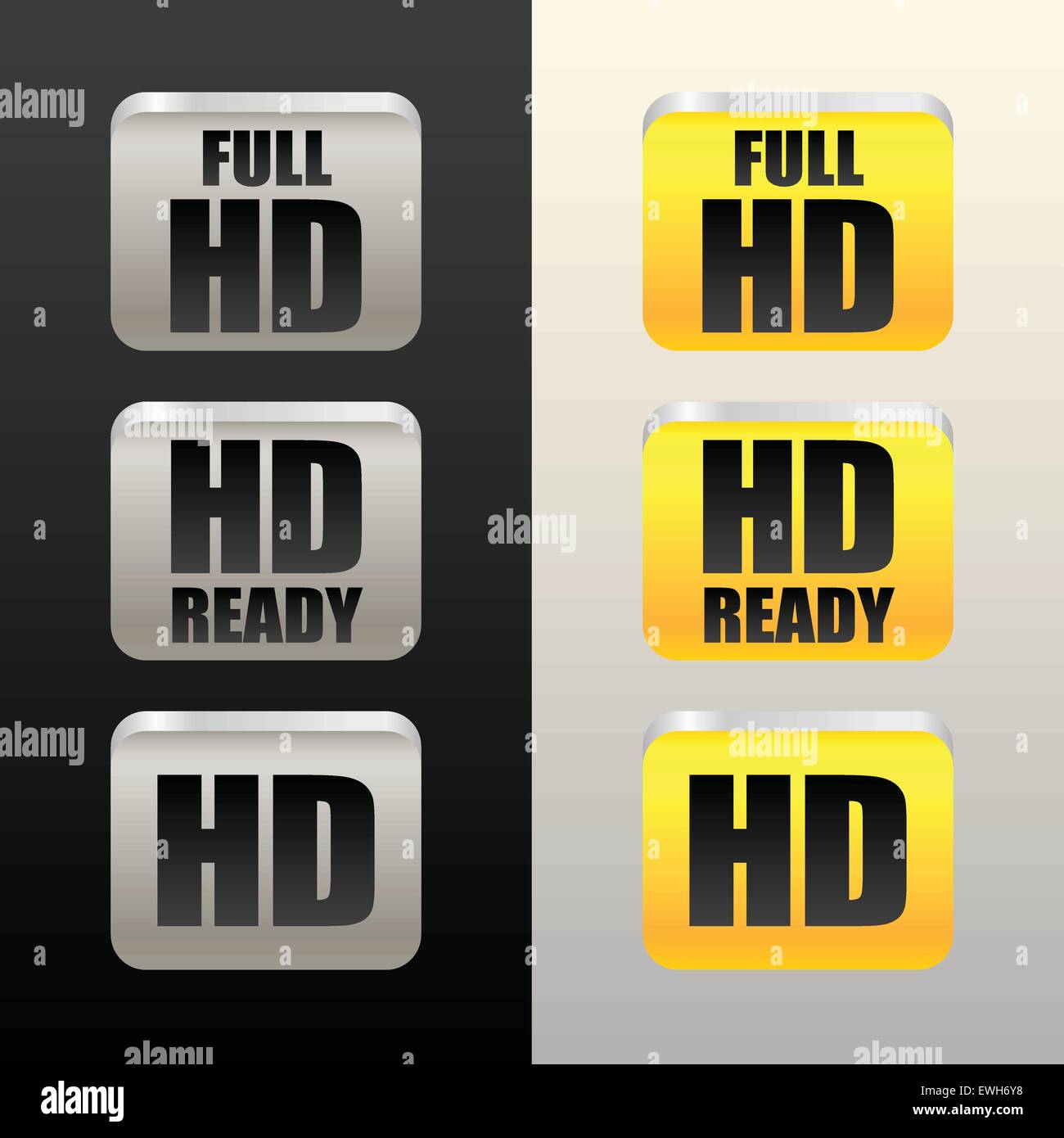 HD - High definition - tags, labels or icons, buttons. Hd, Full HD and ...