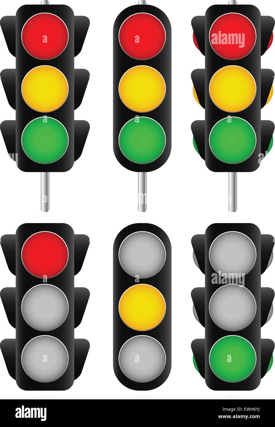3 different traffic light set. Isolated and versions with poles ...