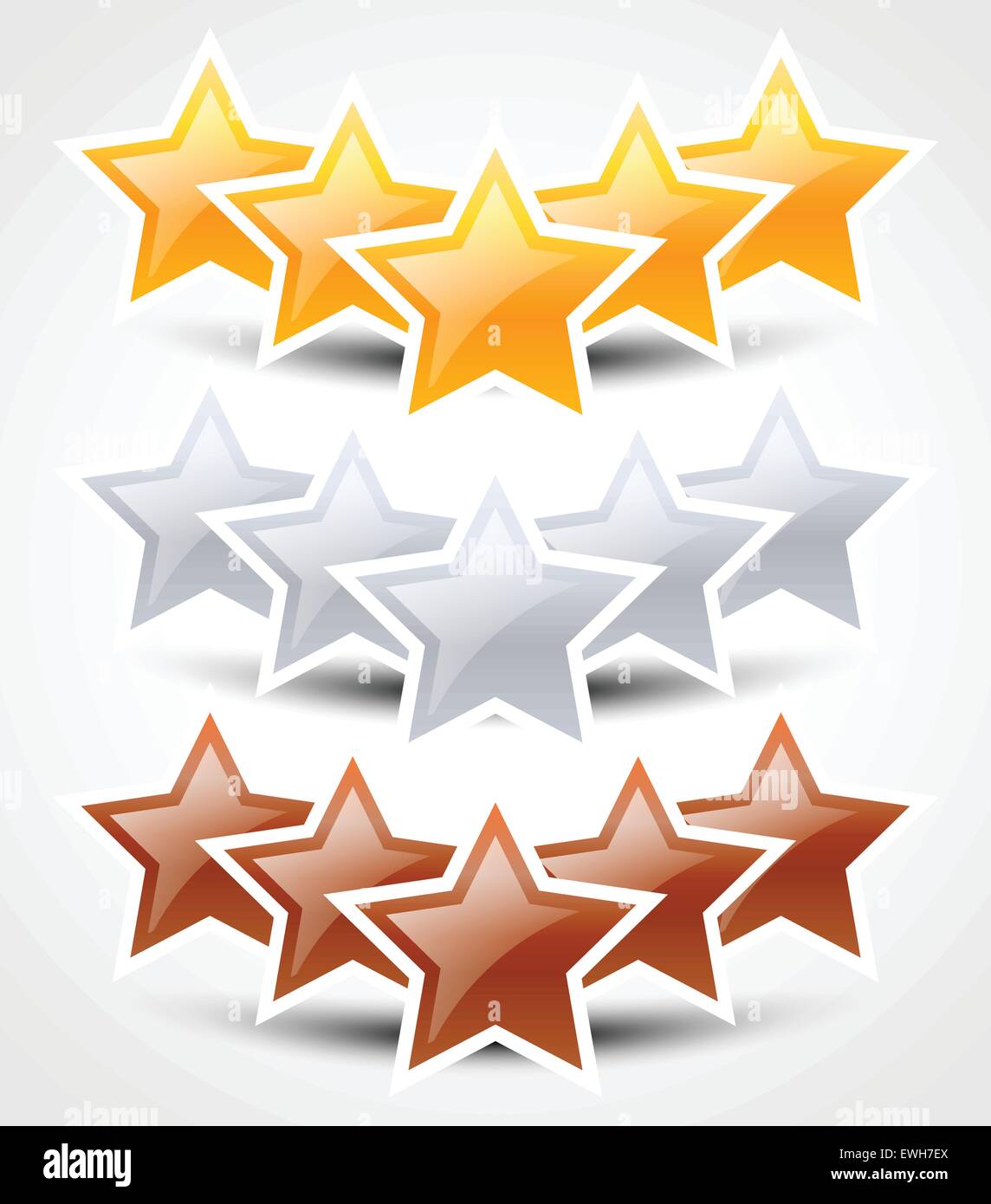 Gold, silver and bronze stars, Compositions of stars Stock Vector Image ...