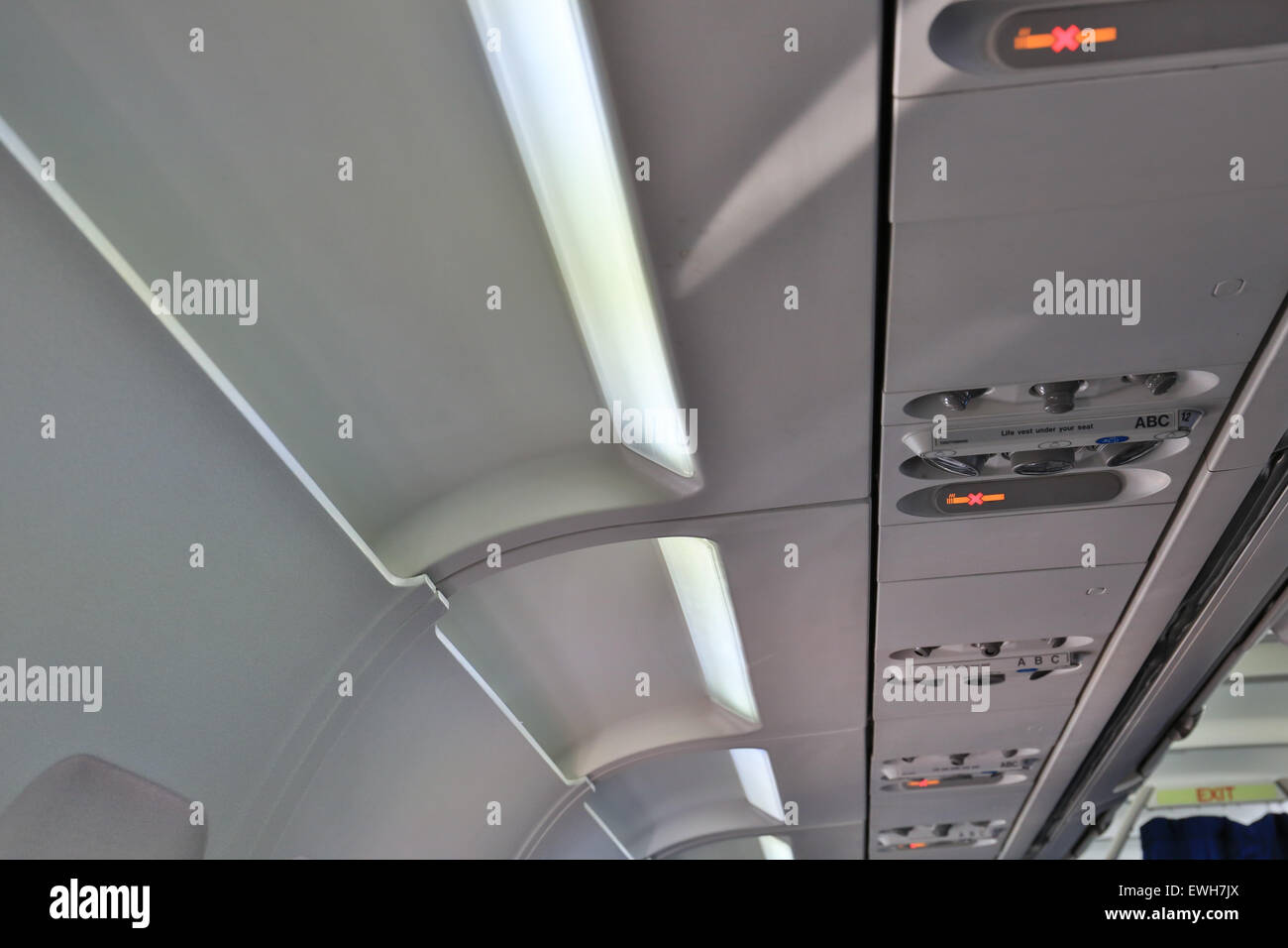 Inside the cabin of a commercial passenger aircraft Stock Photo - Alamy