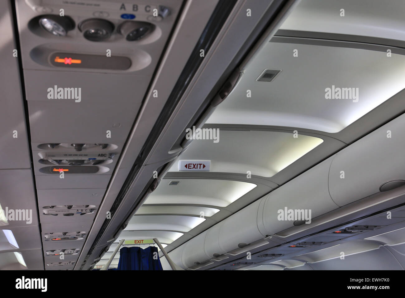 Inside the cabin of a commercial passenger aircraft Stock Photo - Alamy