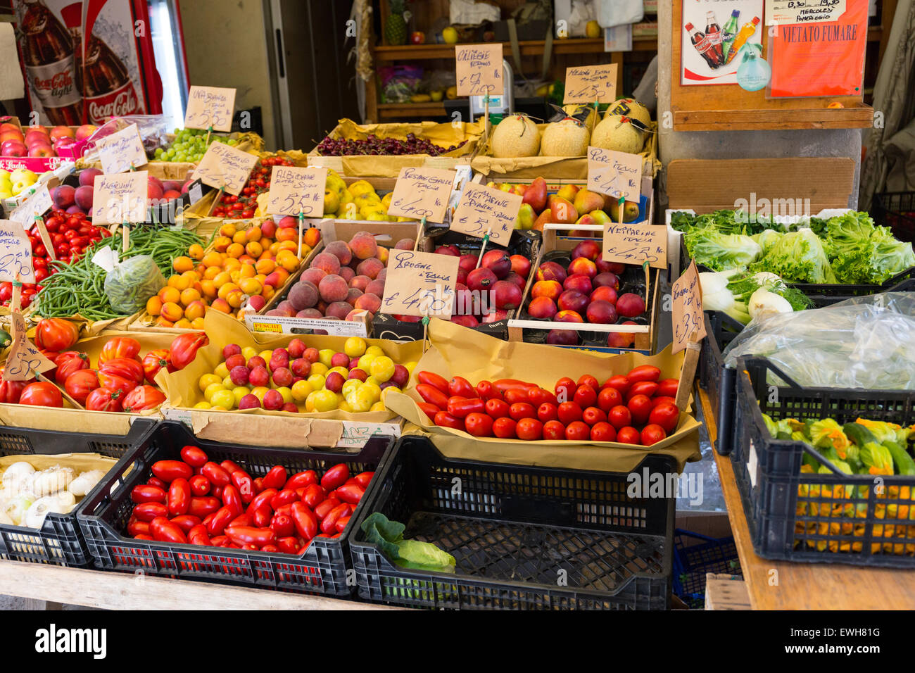 Street market and stalls selling fresh fruit and vegetable produce in ...