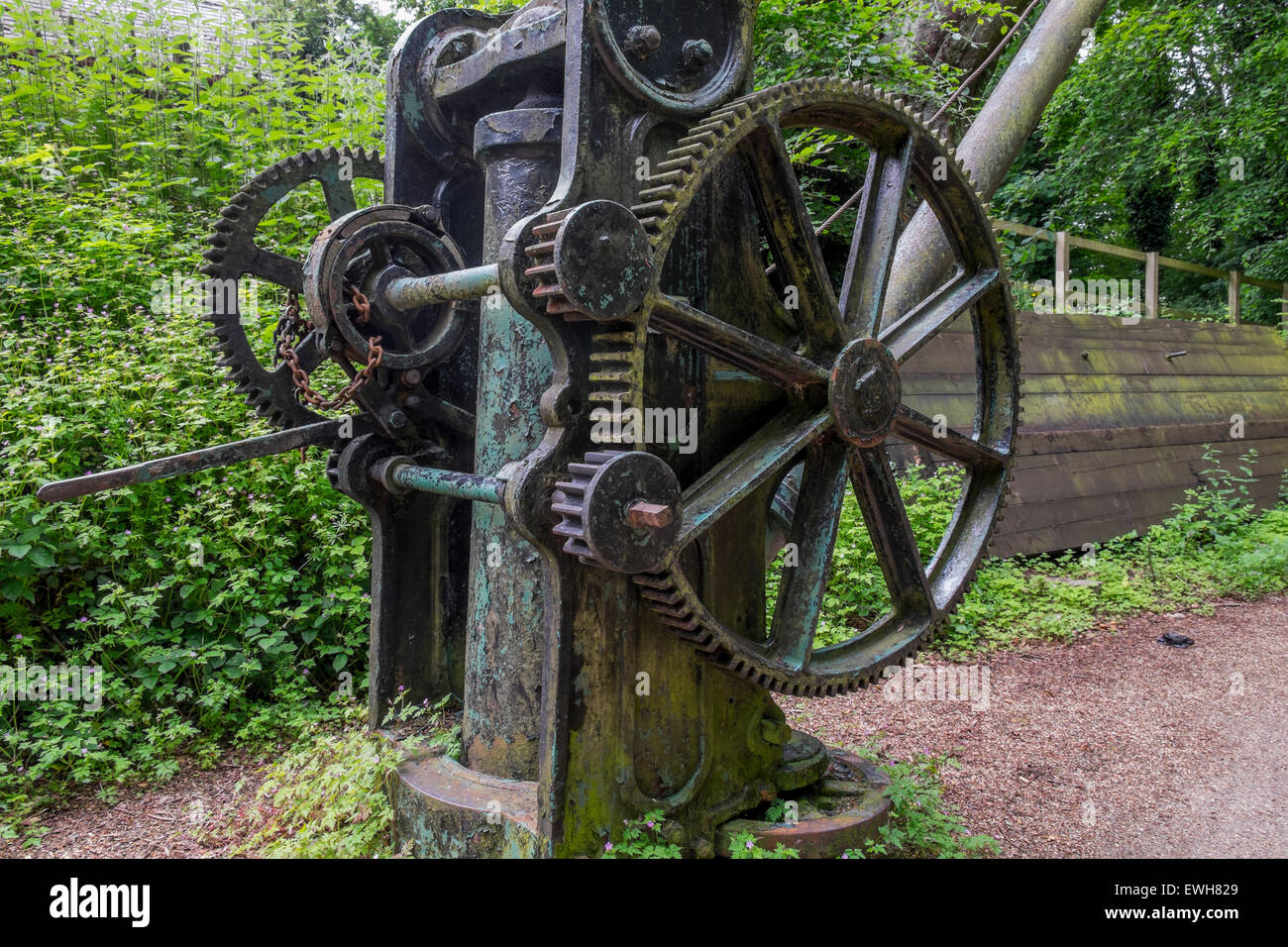 Small section of gear wheels belonging to a small hand operated winch ...