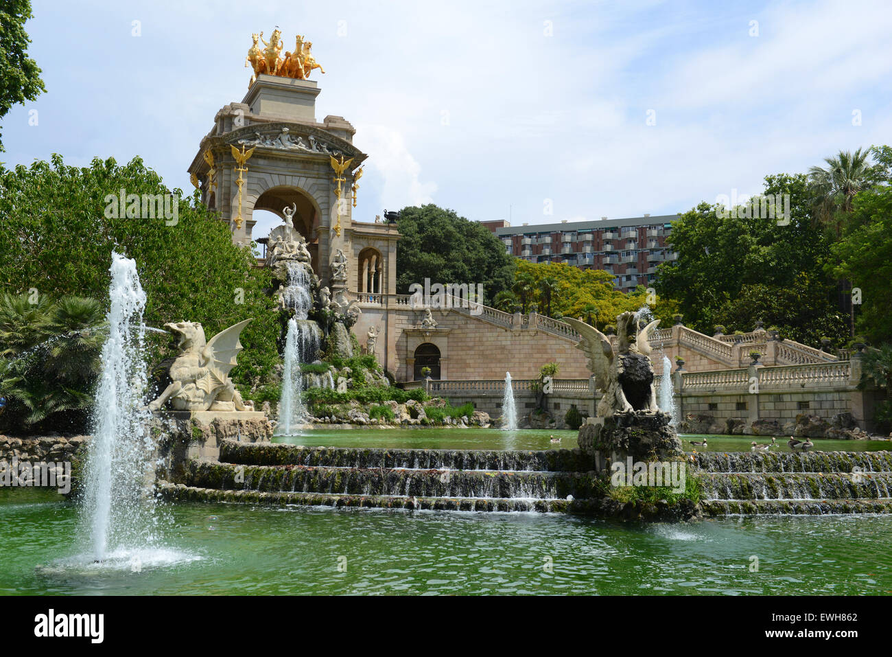 Water Fountain by Antoni Gaudi in Park Guell, Barcelona, Spain Stock ...